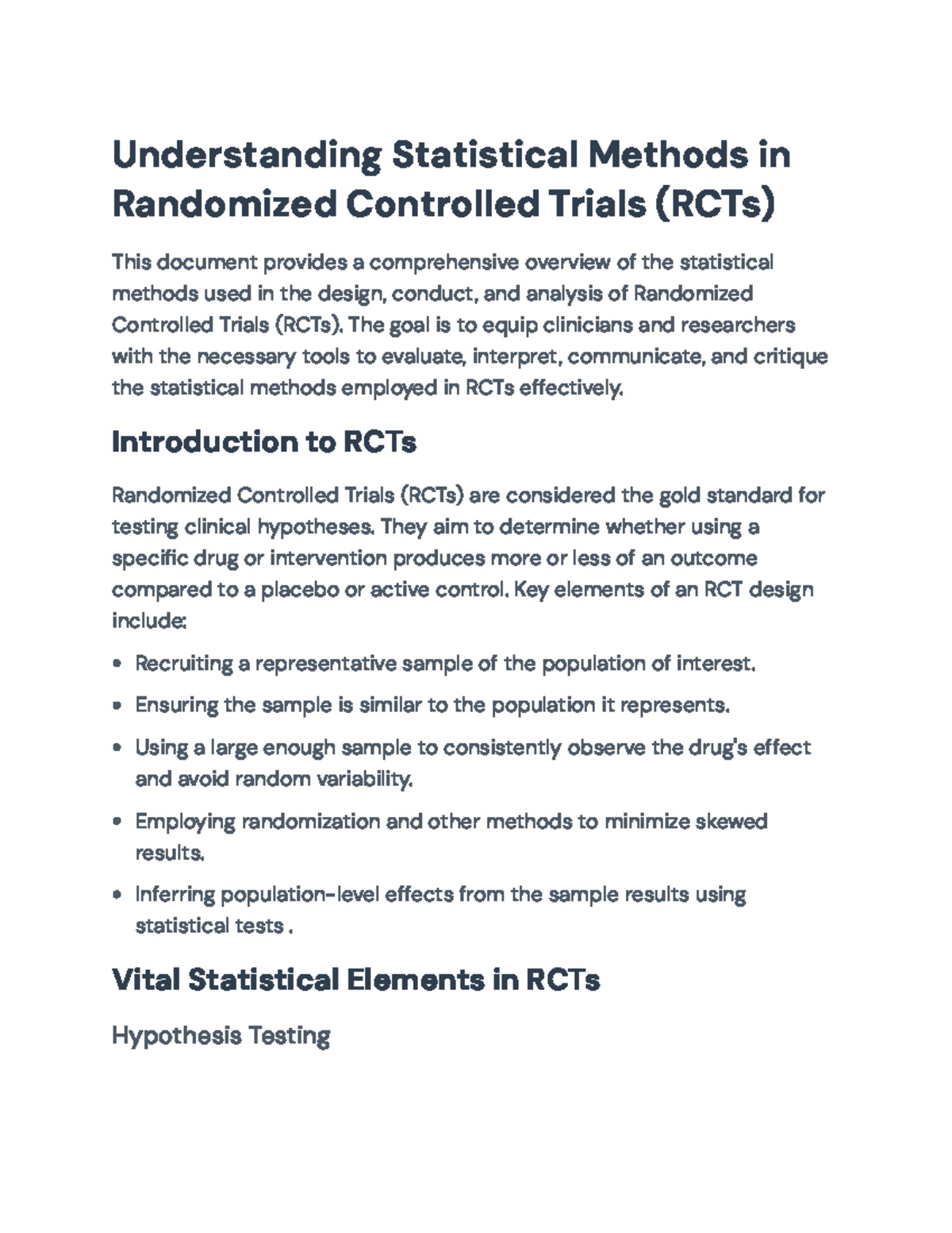 Statistical Methods in Randomized Controlled Trials (RCTs) Overview ...