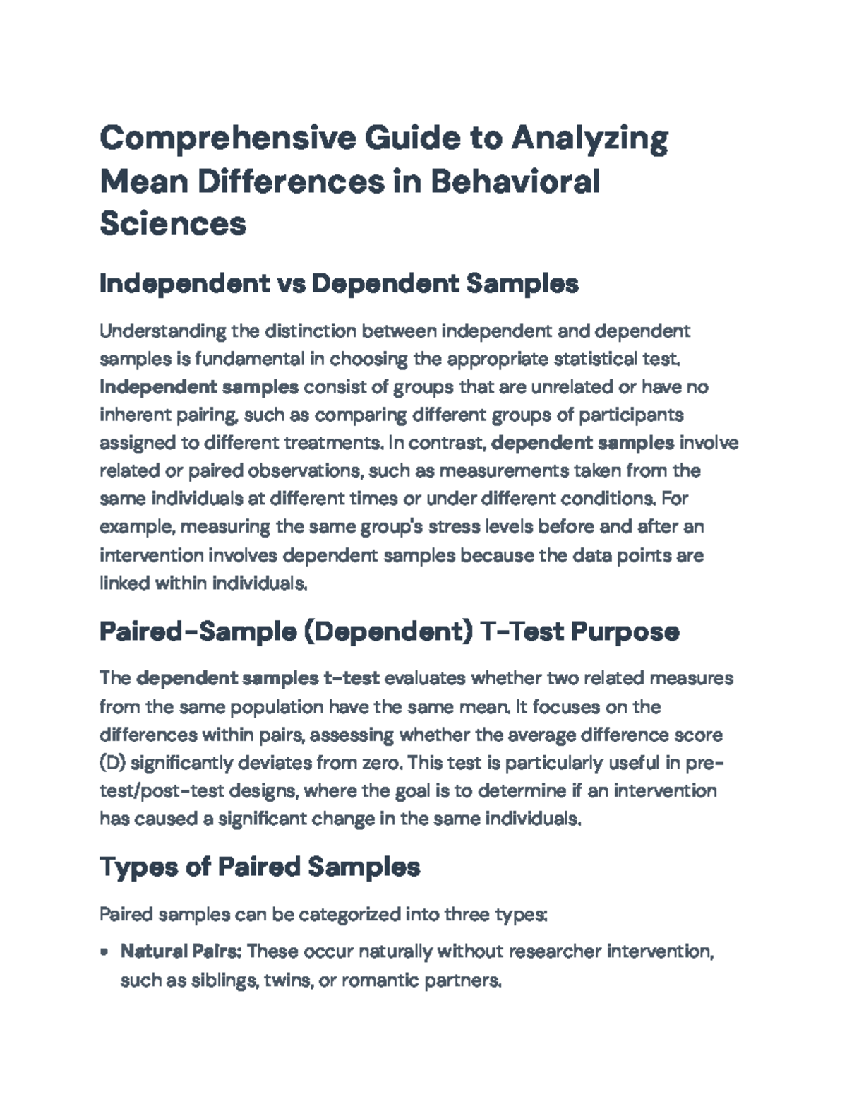 Comprehensive Guide to Dependent T-Tests and ANOVA Techniques ...