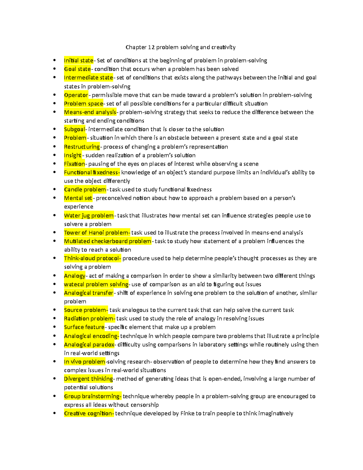 Chapter 12: Problem Solving and Creativity Insights and Strategies ...