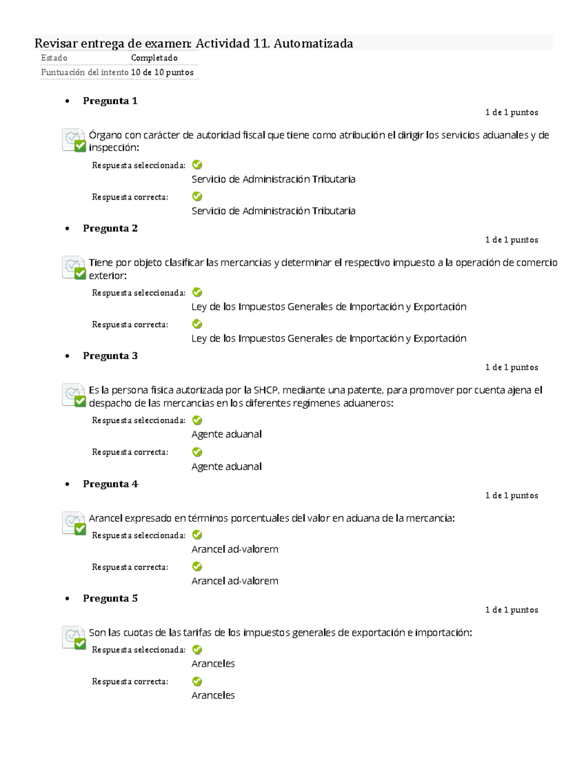 Actividad 11: Examen Automatizado - Respuestas y Puntuaciones - Studocu