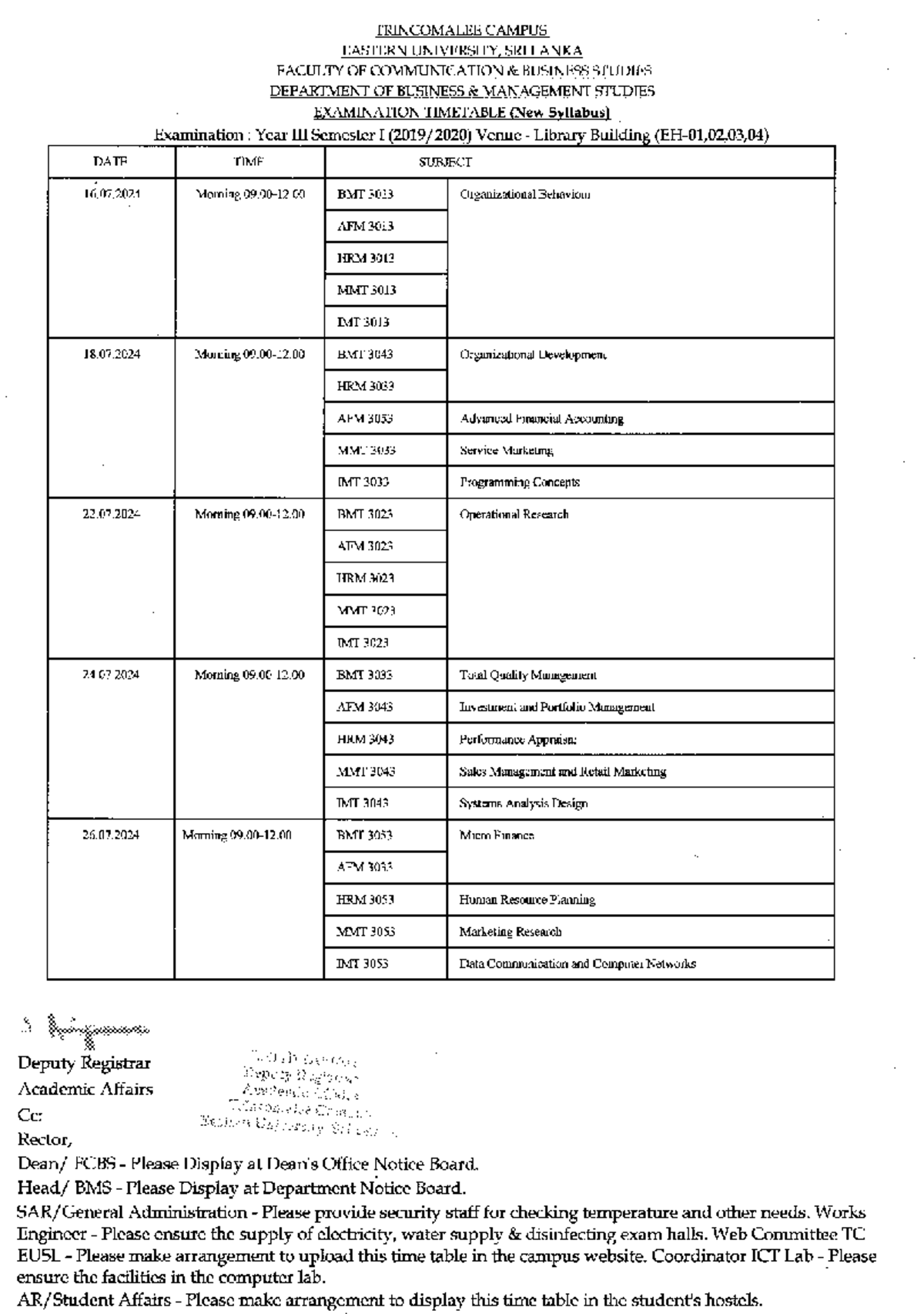 BMS YEAR III Semester I (new syllabus) 240628 095614 - TRINCOMALEE ...