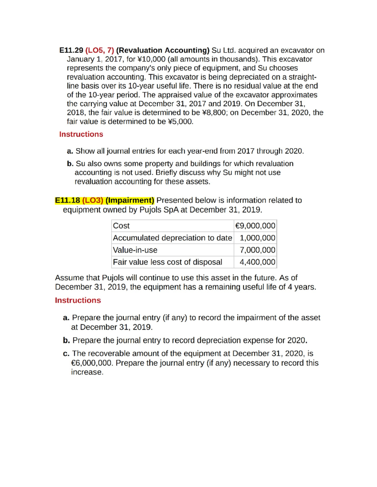 E11 & P11 (LO5, 7) Revaluation & Impairment Accounting Journal Entries ...