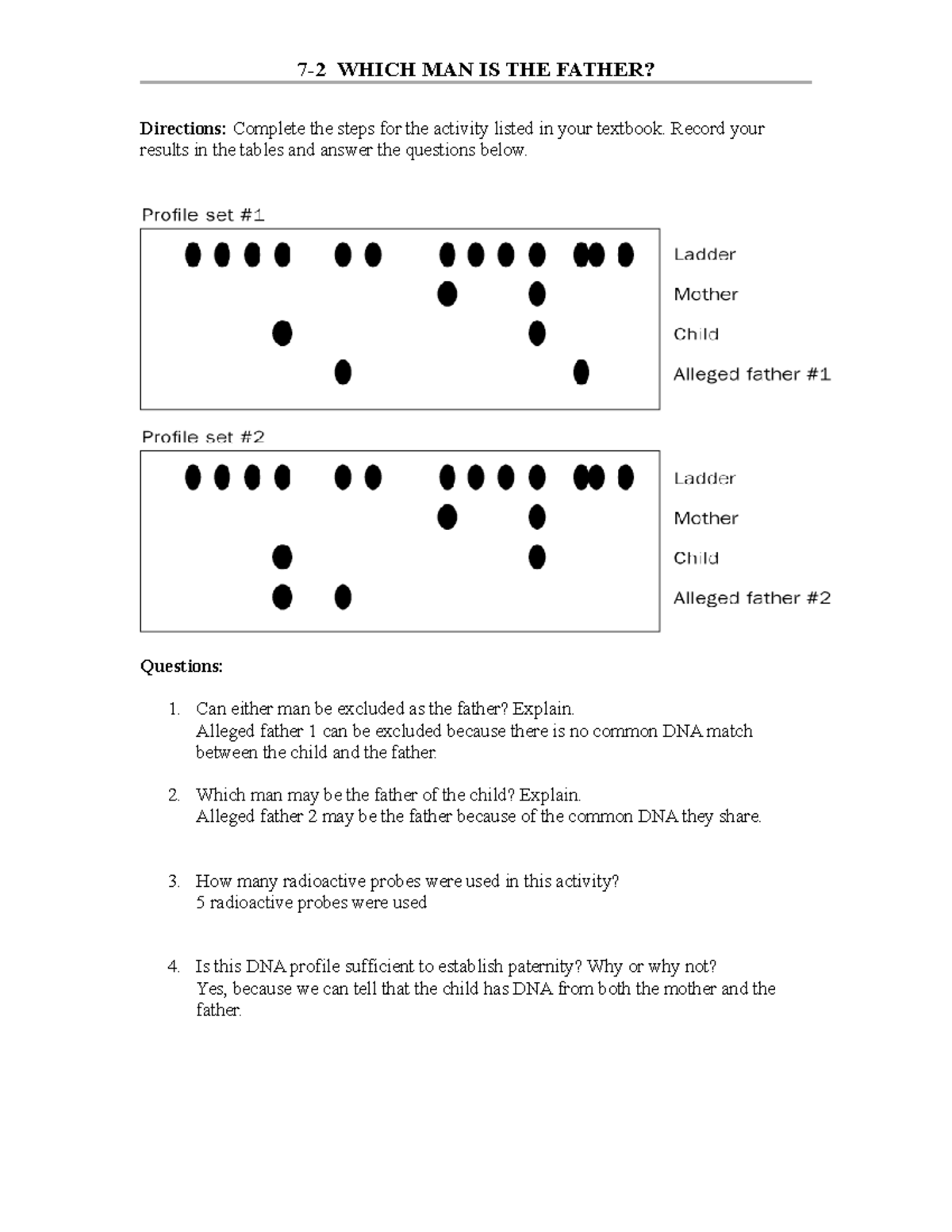 7.2 DNA Paternity Analysis Activity Results & Questions - Studocu