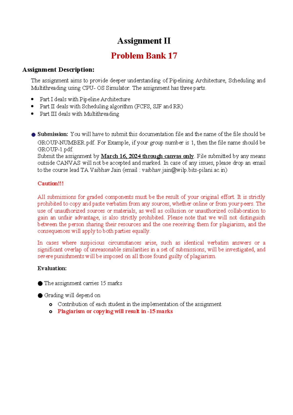 BITS WILP Education Policy Overview for Working Professionals - Studocu