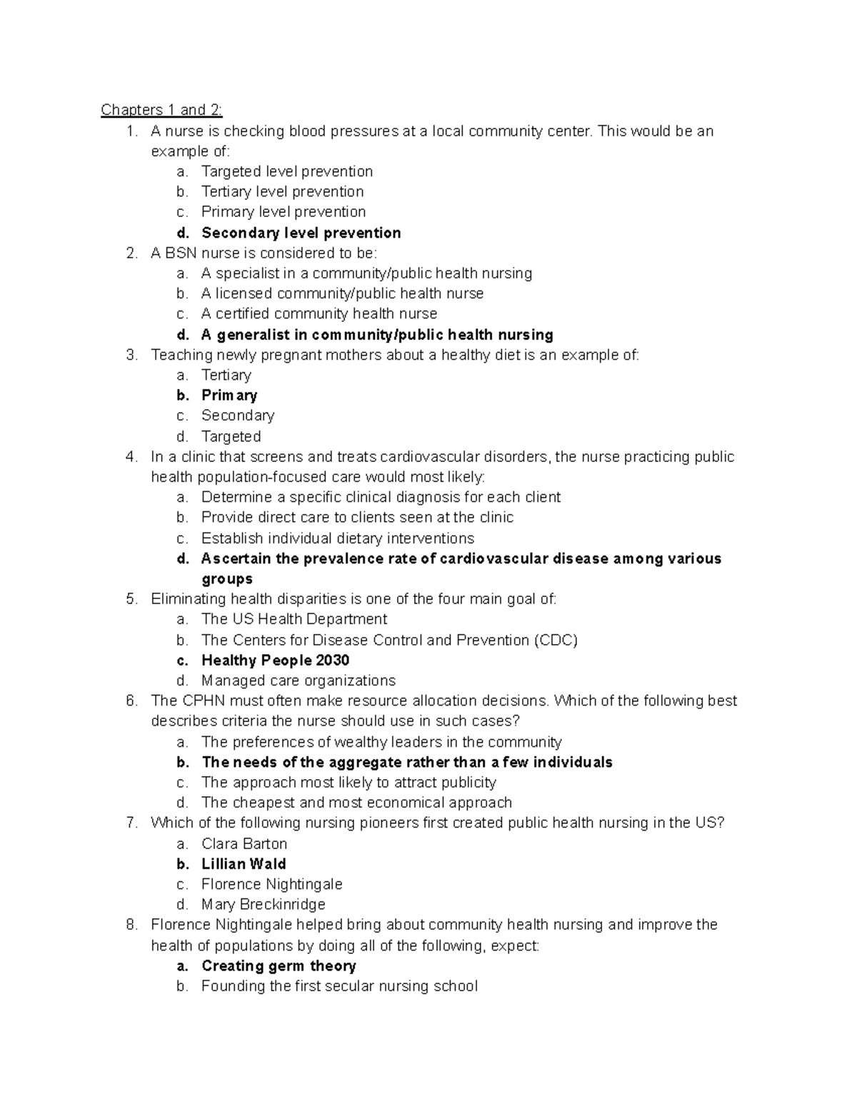 Public Health Nursing Quiz Review: Concepts & Community Assessments ...