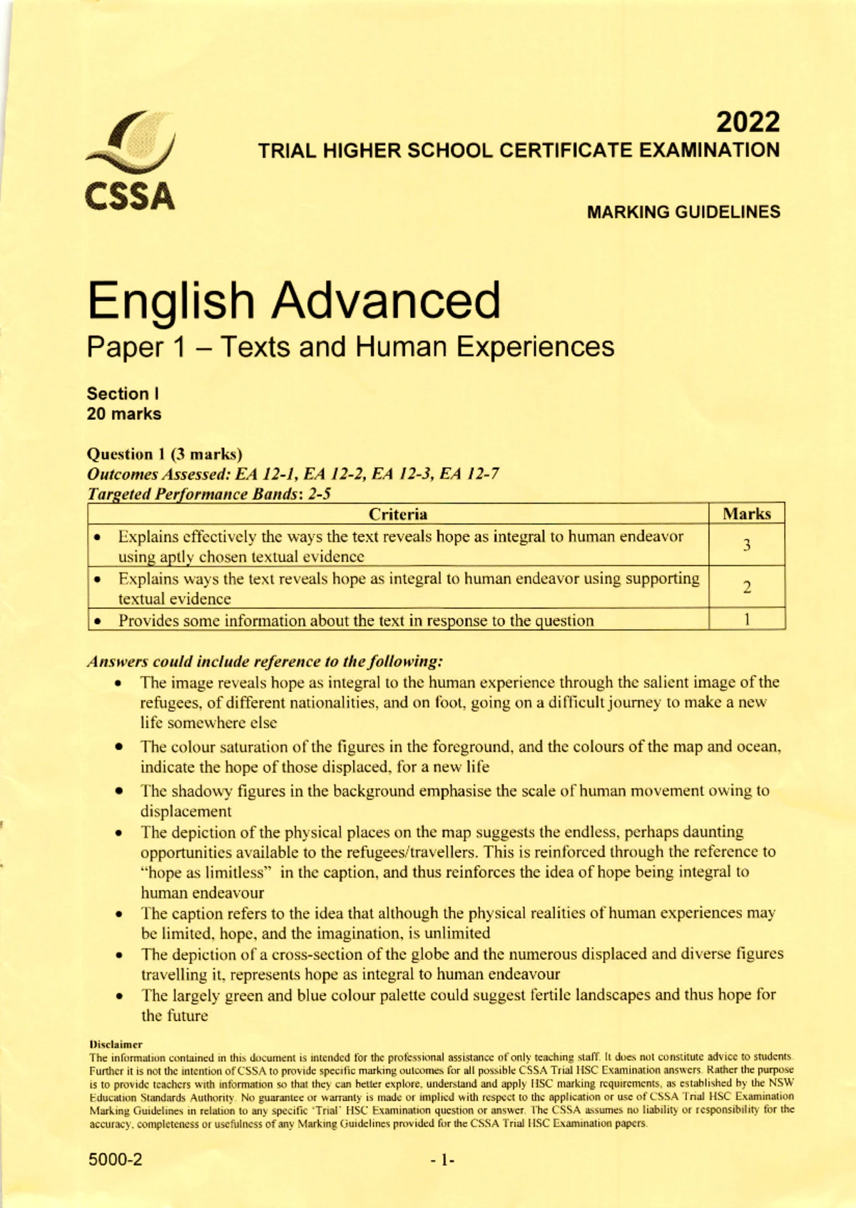 2024 CSSA Trial HSC English Advanced Paper 1 Stimulus Booklet - Studocu