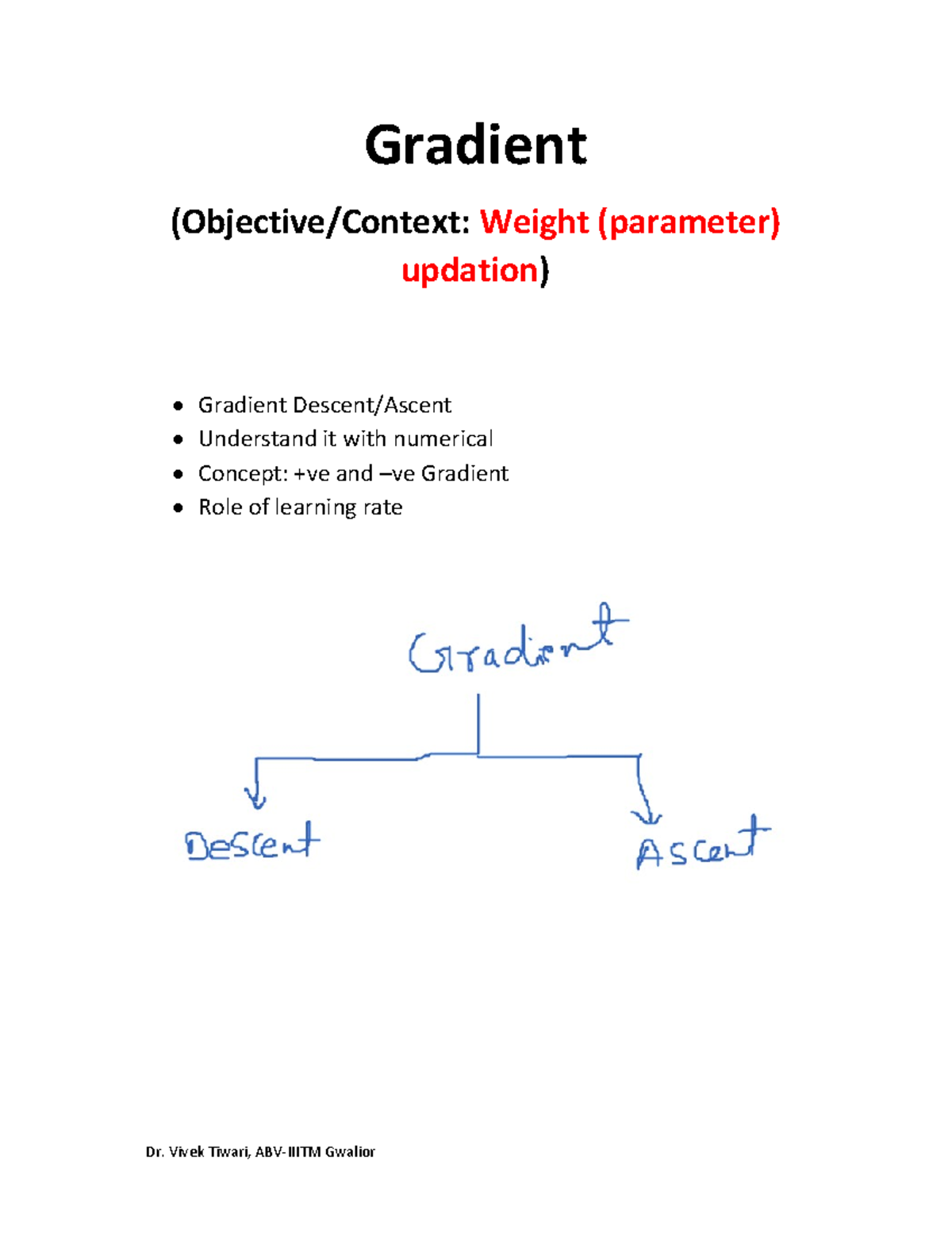 19-Gradient Descent: Understanding Weight Update & Learning Rate - Studocu