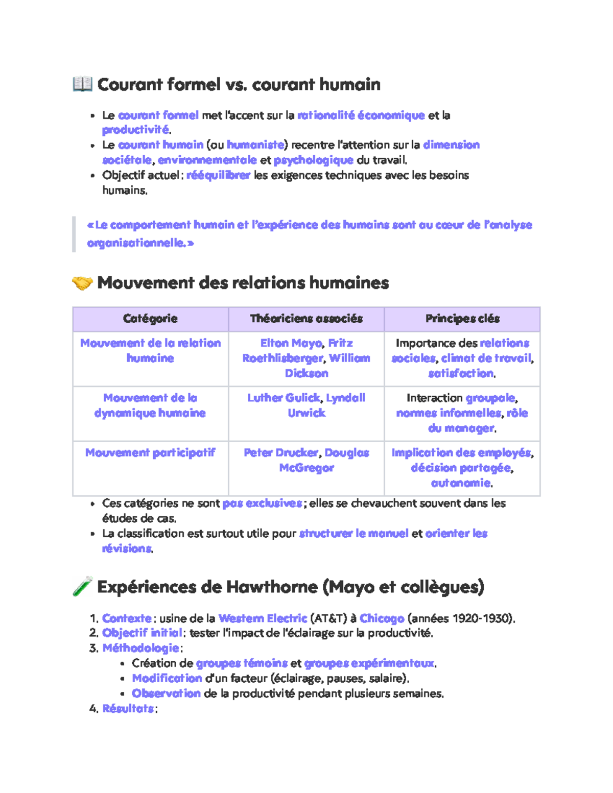 Étude sur les Facteurs Humains en Gestion Organisationnelle (MGMT 101 ...