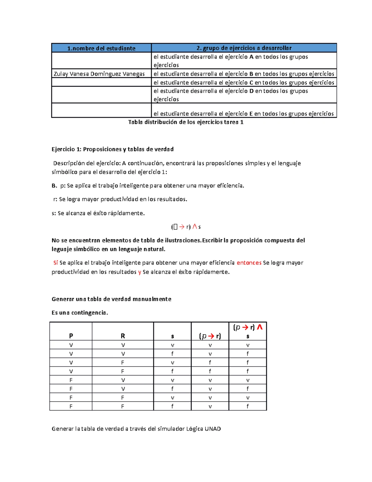 Ejercicio de Tablas de Verdad (Ejemplos y Simulador) - Tarea 1 - Studocu