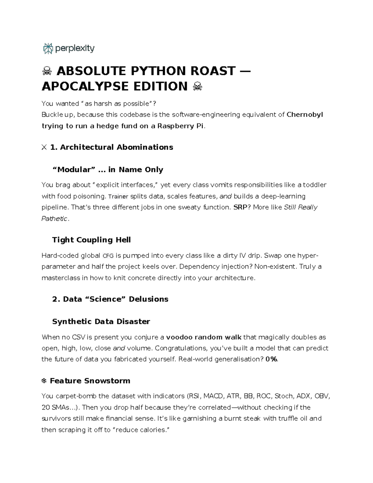 PYTHON 101: Absolute Roast - Apocalypse Edition Analysis - Studocu