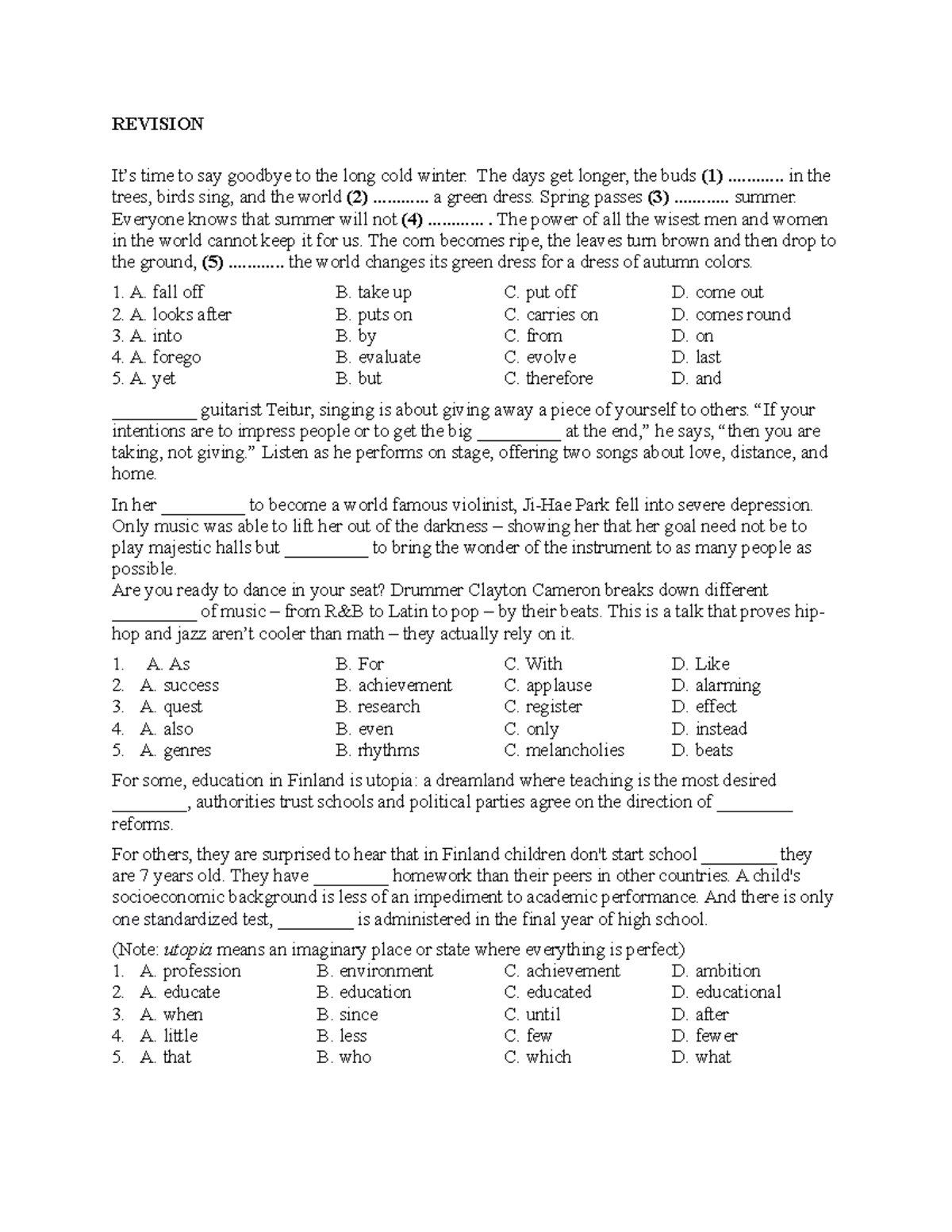 Revision - Reading. WEEK 8 - REVISION It’s time to say goodbye to the ...