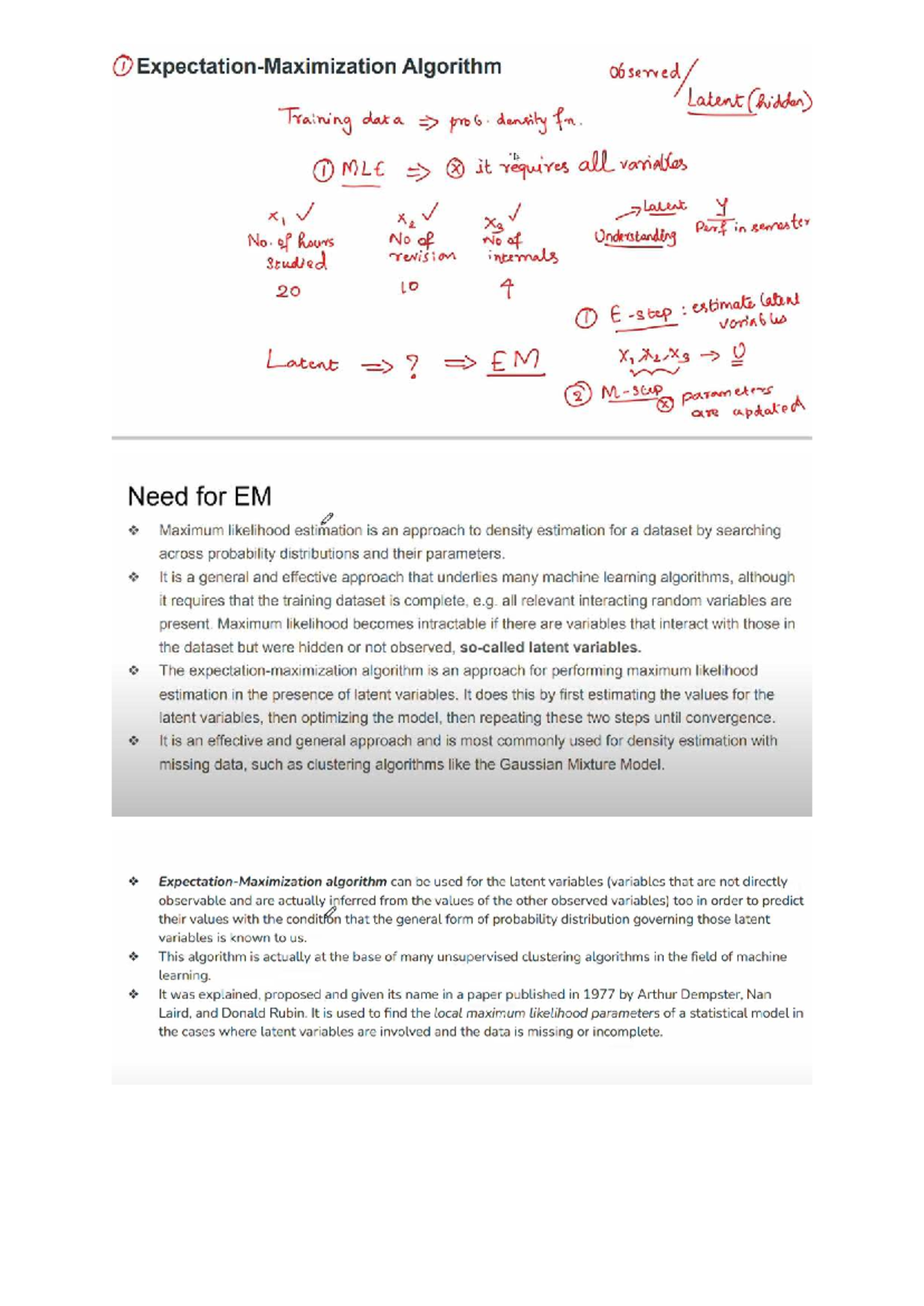 EM Algorithm and Gaussian Mixture Models (GMM) - ML Notes - Studocu