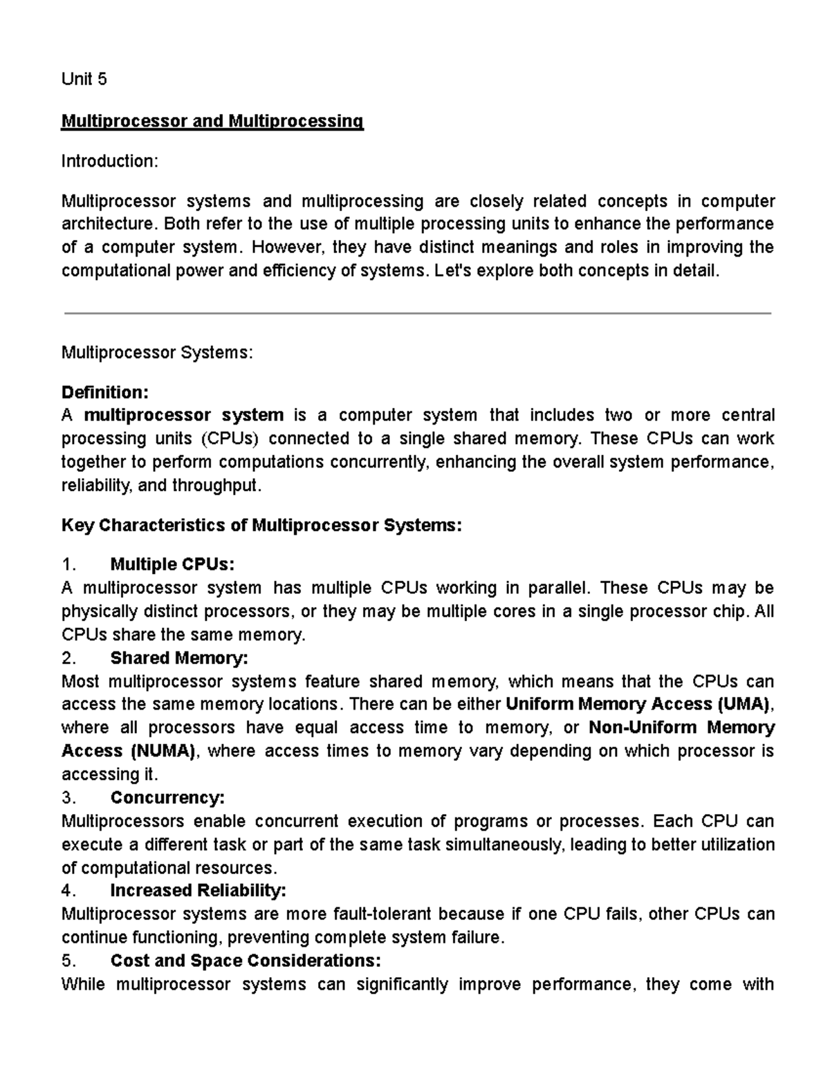 COA Notes: Multiprocessor Systems & Pipelining Concepts - UNIT 5 RGPV ...
