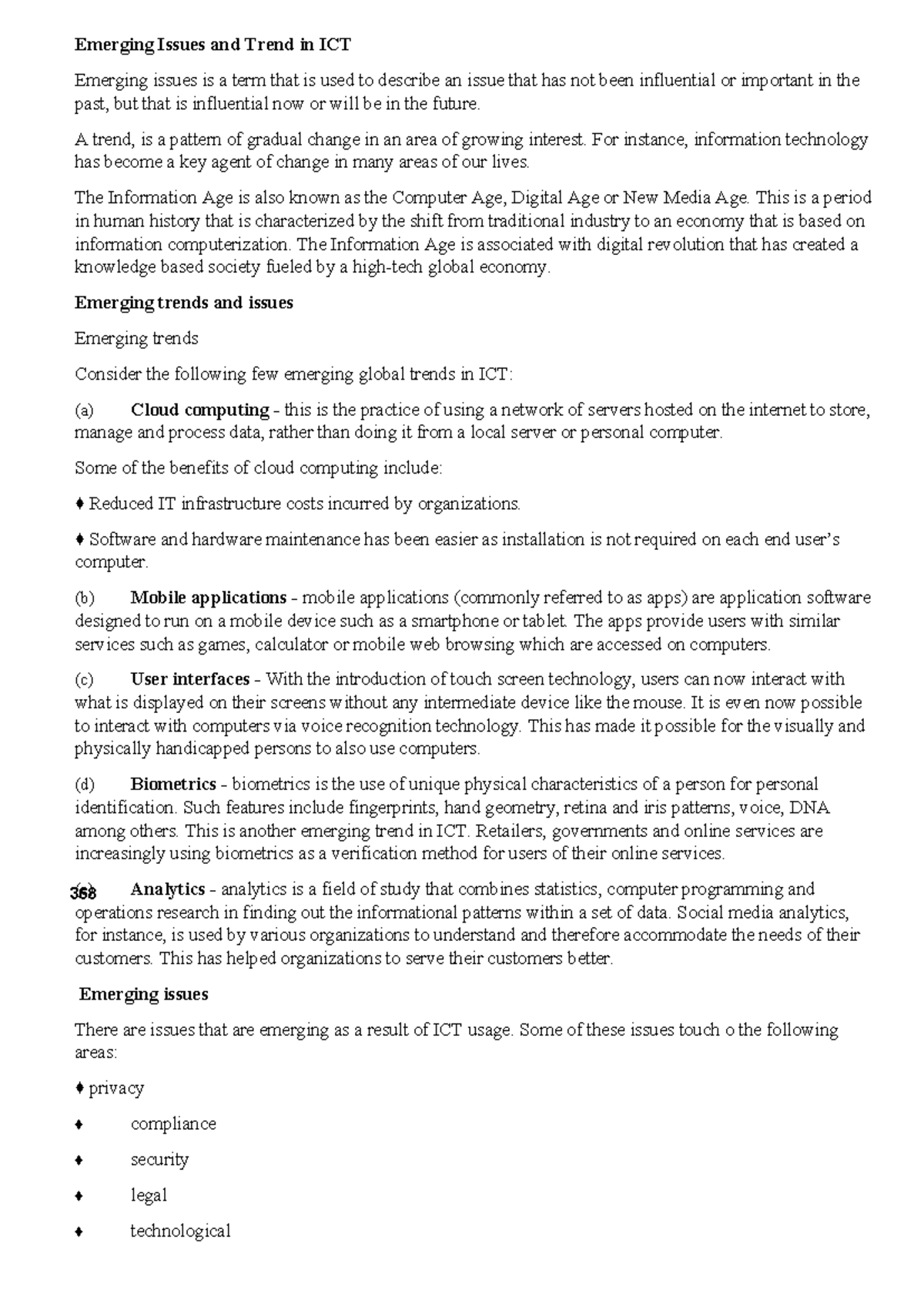 Emerging Trends and Issues in ICT: A Comprehensive Overview - Studocu