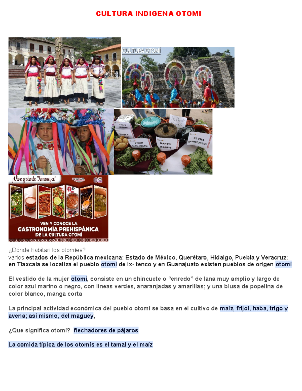 Cultura Indigena Otomi - CULTURA INDIGENA OTOMI ¿Dónde habitan los ...