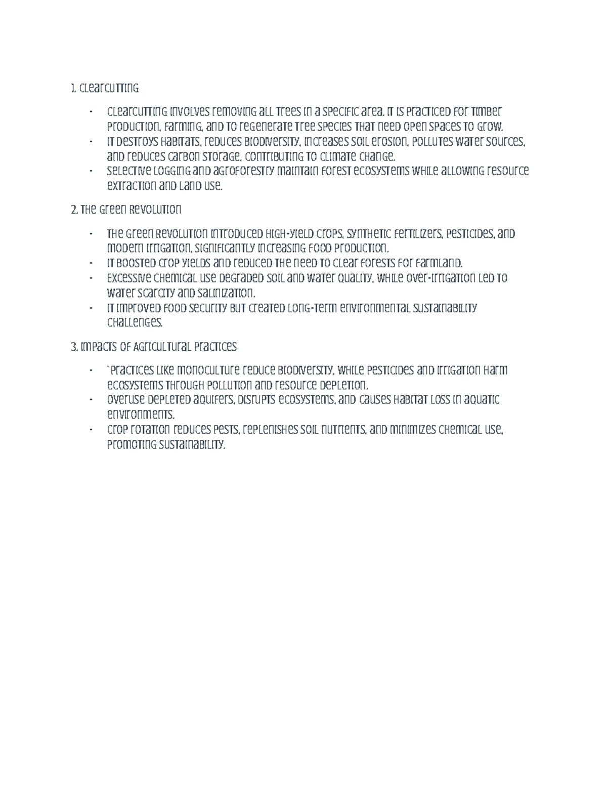 APES 5.1-5.4 Environmental Impacts of Agricultural Practices - Studocu