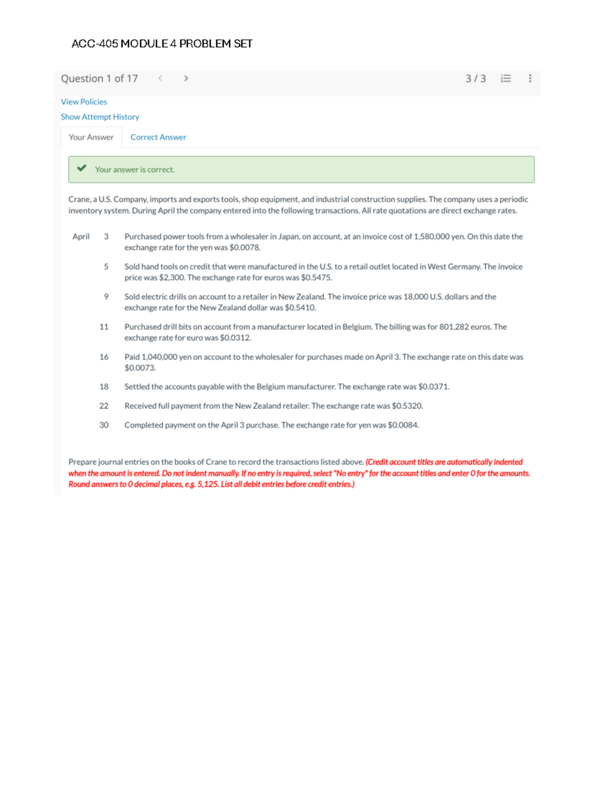 ACC-405 Problem Set 4: Transactions and Journal Entries Analysis - Studocu