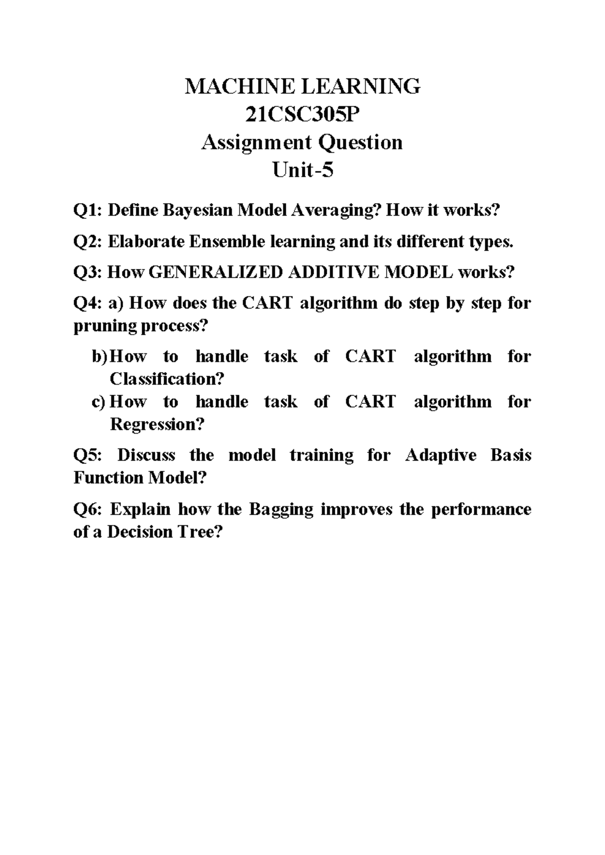 ML Question Bank Unit-5 - MACHINE LEARNING 21CSC305P Assignment ...