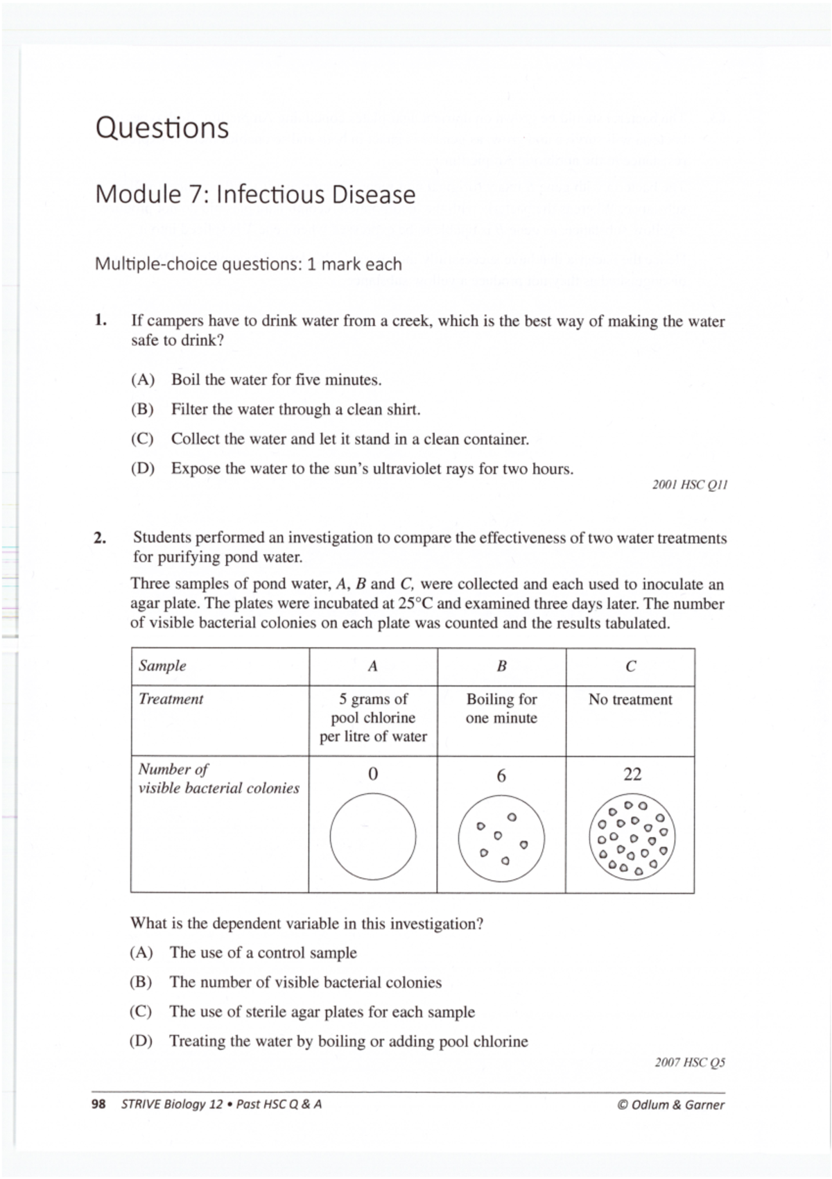 Module 7 HSC Revision: Infectious Disease Questions & Answers - Studocu