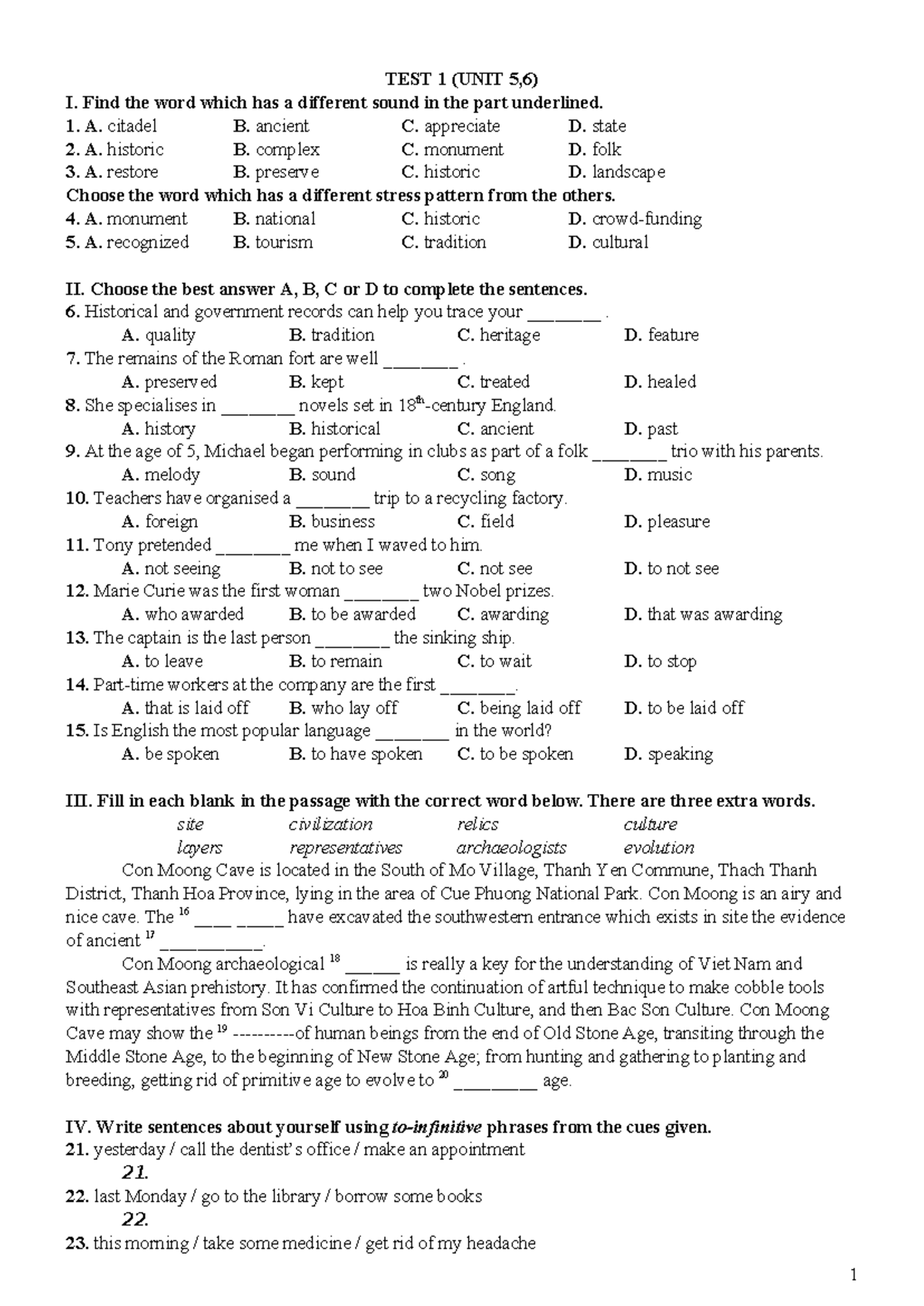 UNIT 6 - TEST 1 - ANSWER KEY FOR GRADE 11 - Studocu