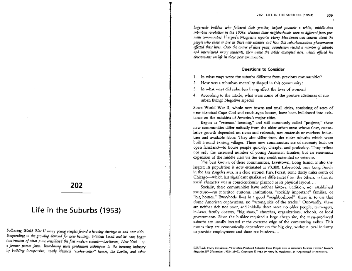 Life in the Suburbs: Analyzing Post-WWII American Communities - 202 ...