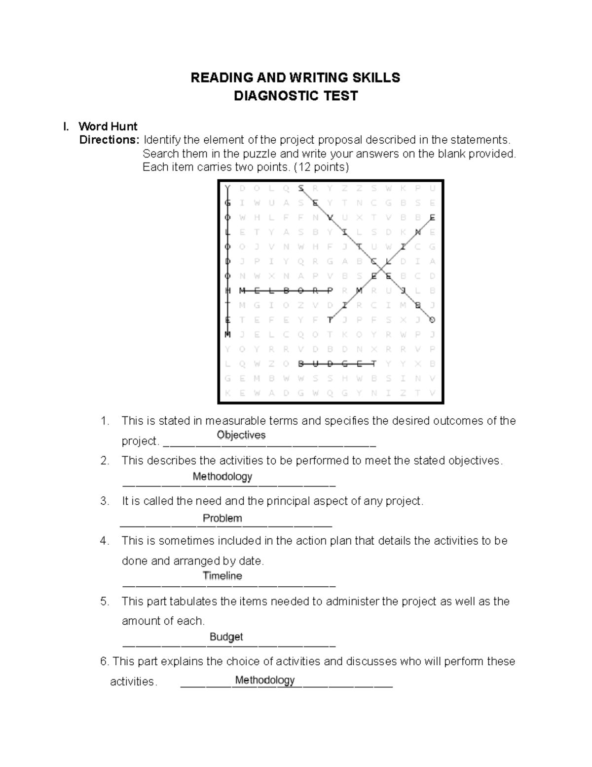 Part 2.1 Sample Diagnostic Test - READING AND WRITING SKILLS DIAGNOSTIC ...