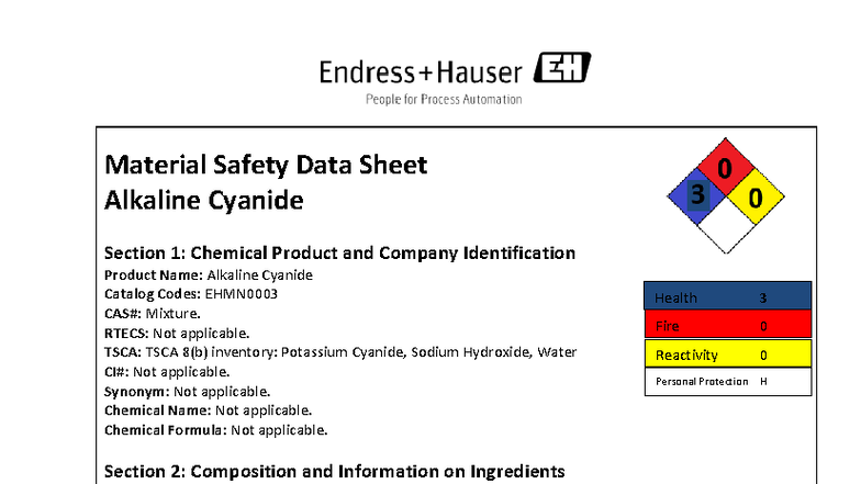 MSDS for Alkaline Cyanide: Safety and Handling Guidelines - Studocu