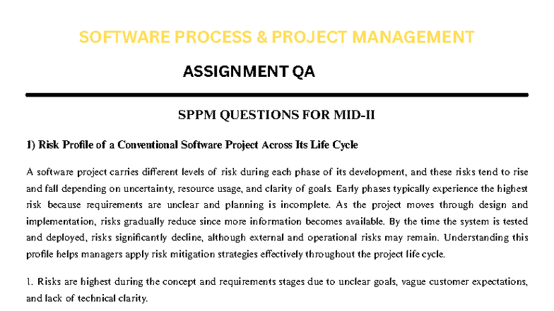 SPPM MID-II Assignment: Software Project Risk Management Insights - Studocu