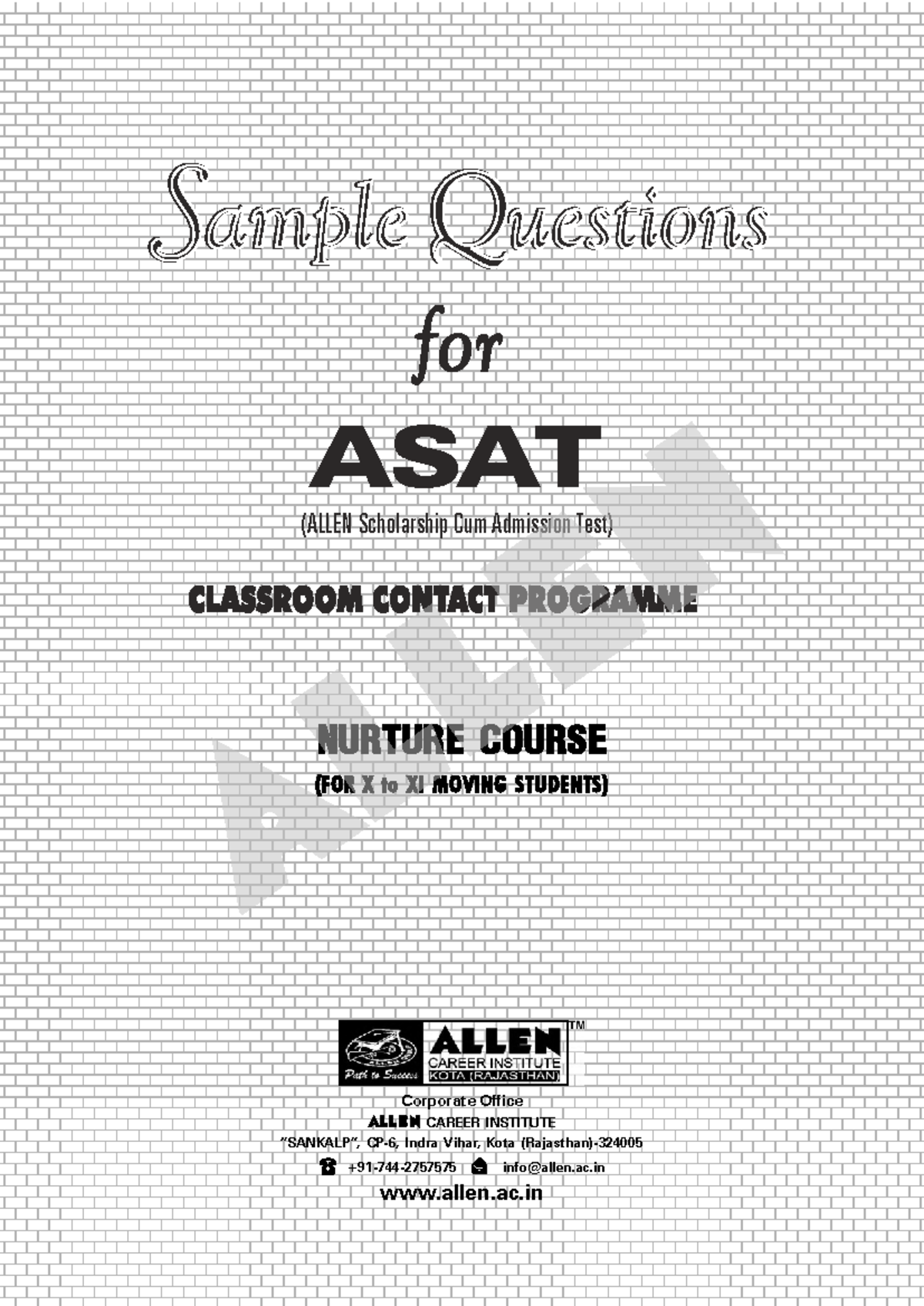 ASAT Sample Question Paper for Class 11 - Practice Material - Studocu