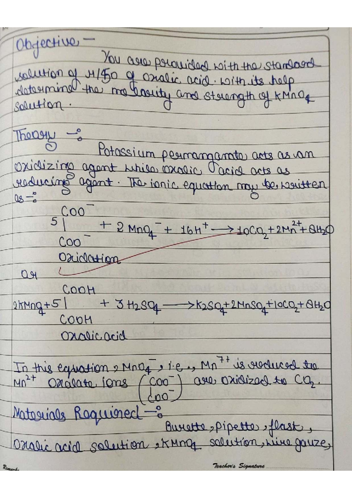 Experiment No. 12: Determining Molarity & Strength of KMnO4 with Oxalic ...