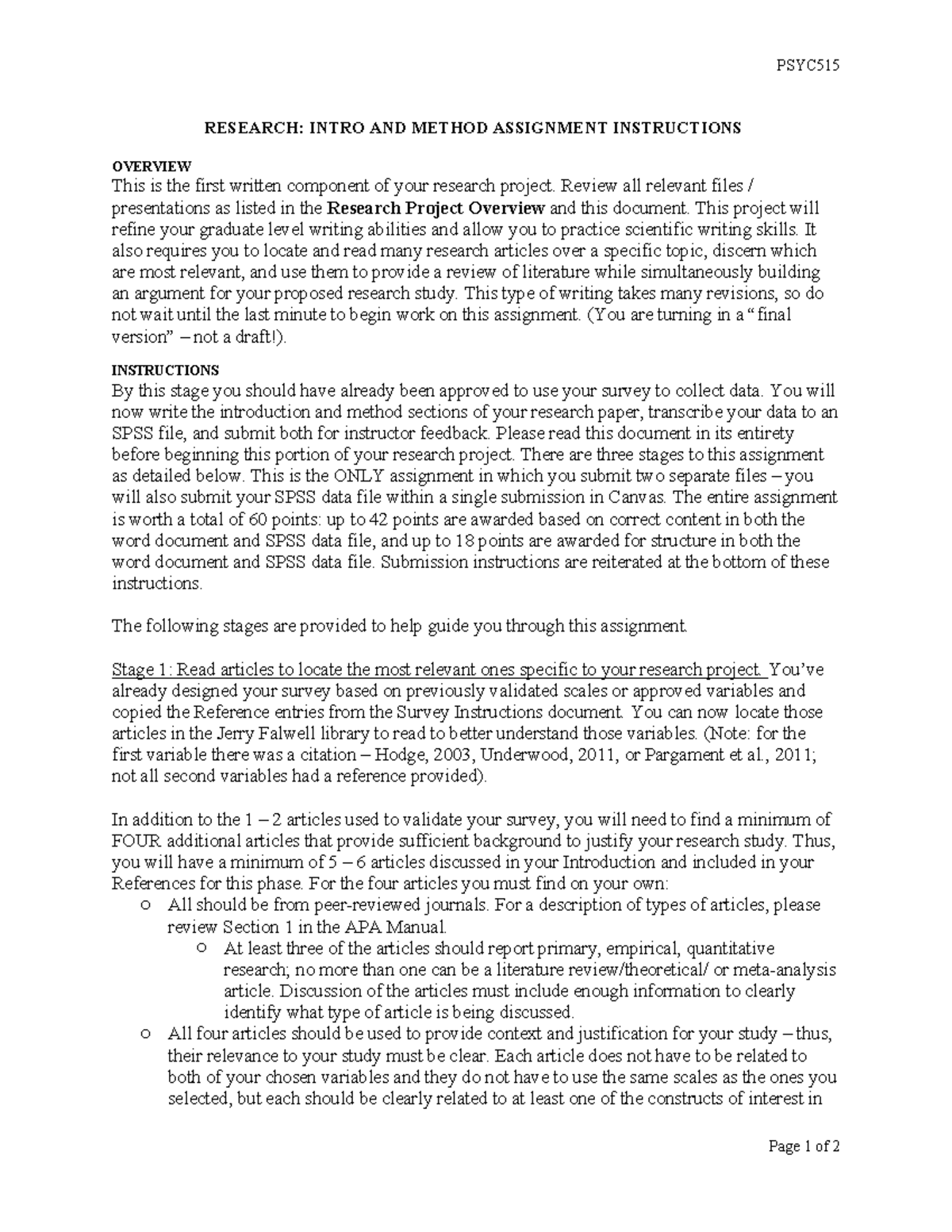 Research Intro & Methods Assignment Guidelines (Course Code ...