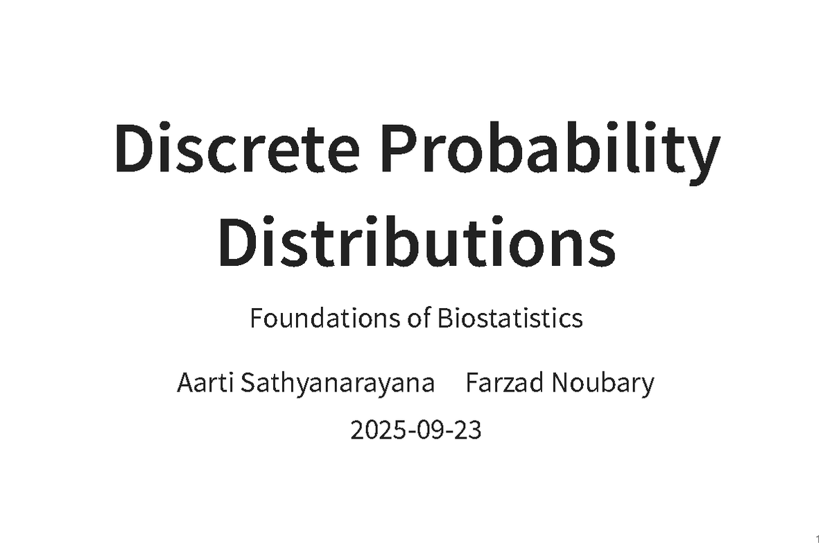 Discrete Probability Distributions in Biostatistics: Lecture Overview ...