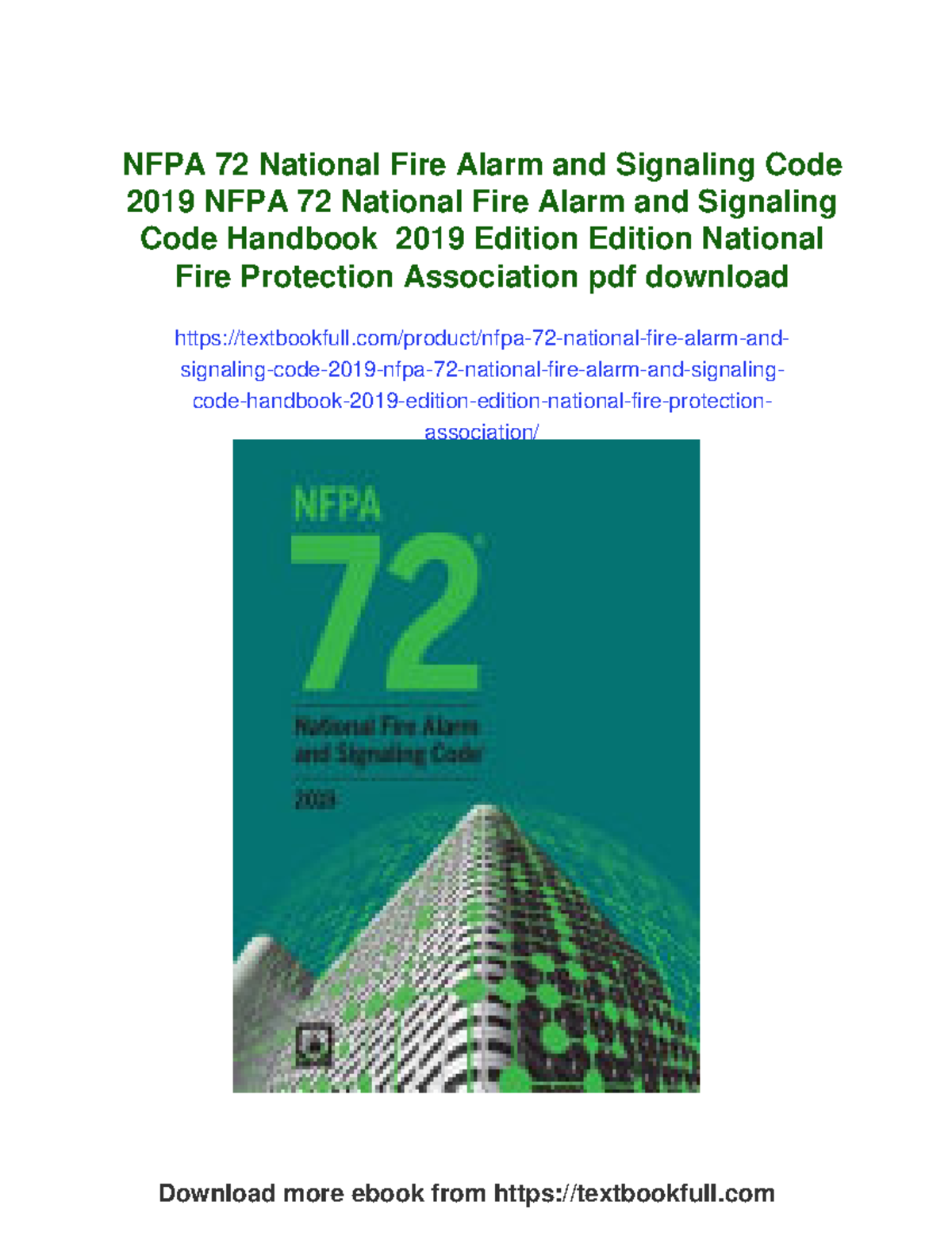 NFPA 72 National Fire Alarm and Signaling Code Handbook 2019 Edition ...
