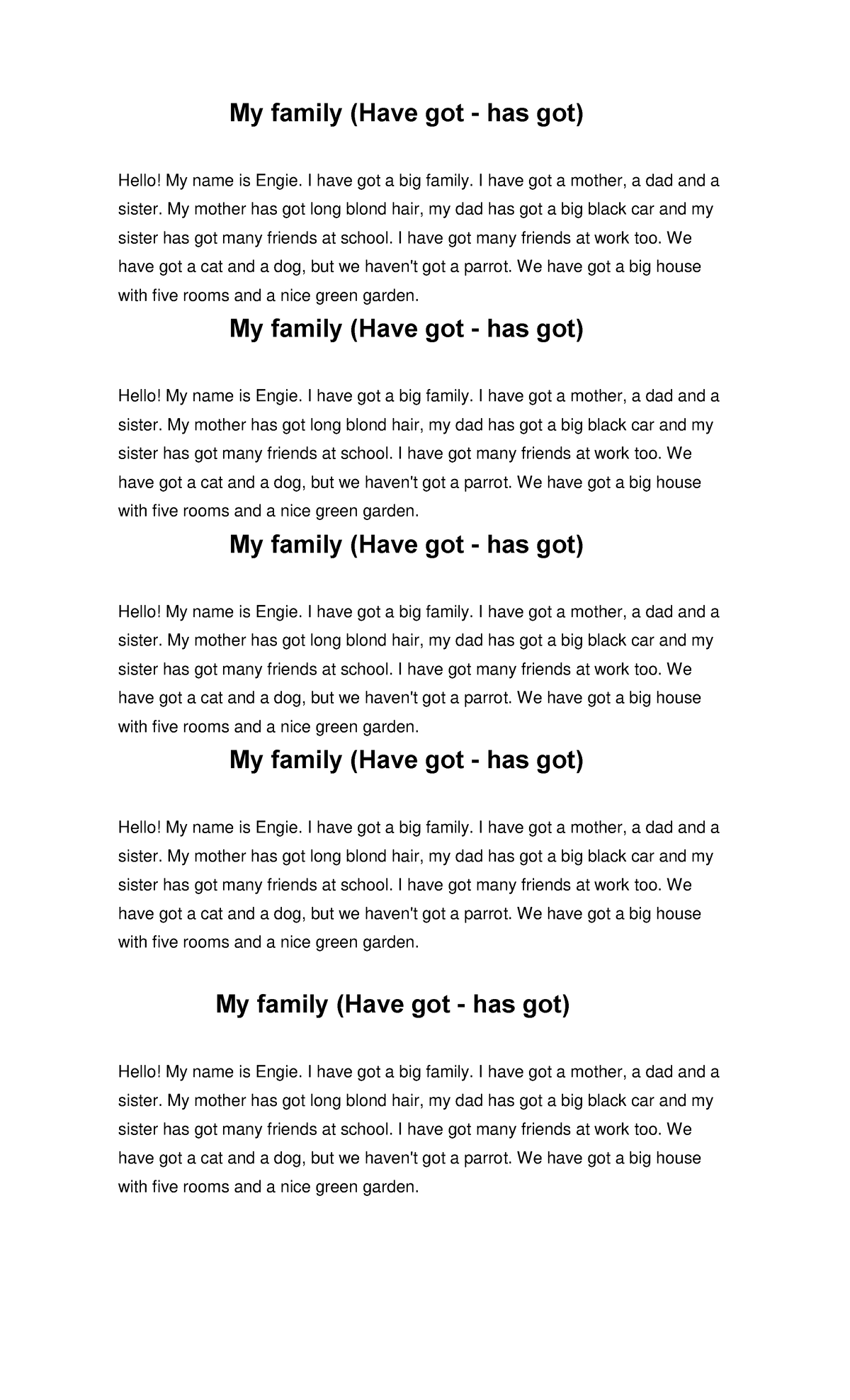 ENG 101: My Family - Have Got vs. Has Got Notes and Examples - Studocu