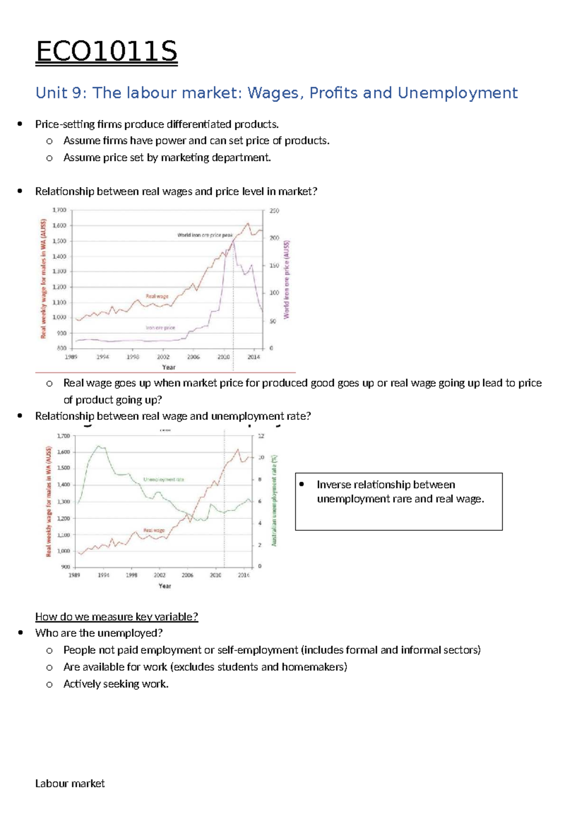ECO1011S Unit 9 & 10: Labour Market Dynamics and Banking Insights - Studocu