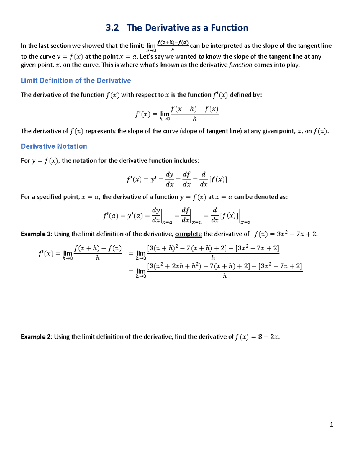 Calculus II: Understanding Derivatives and Their Applications - Studocu