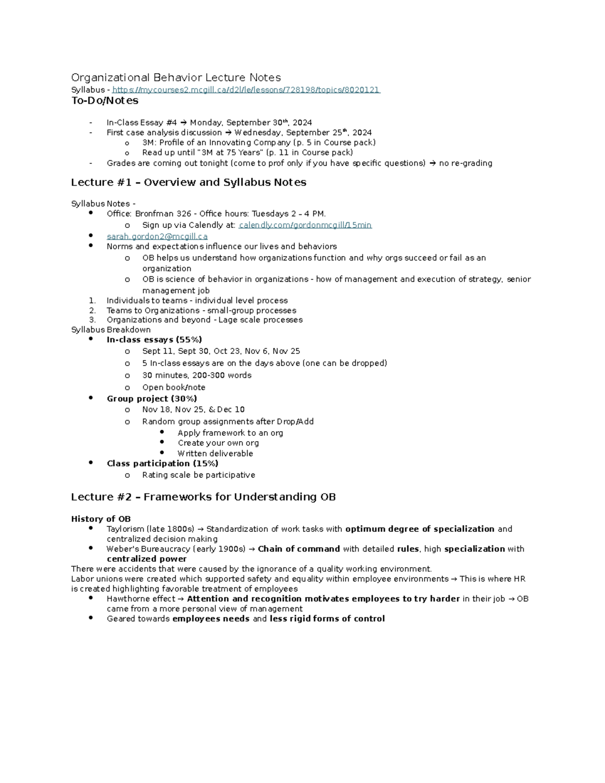 Organizational Behavior (OB) Final Exam Lecture Notes - Studocu