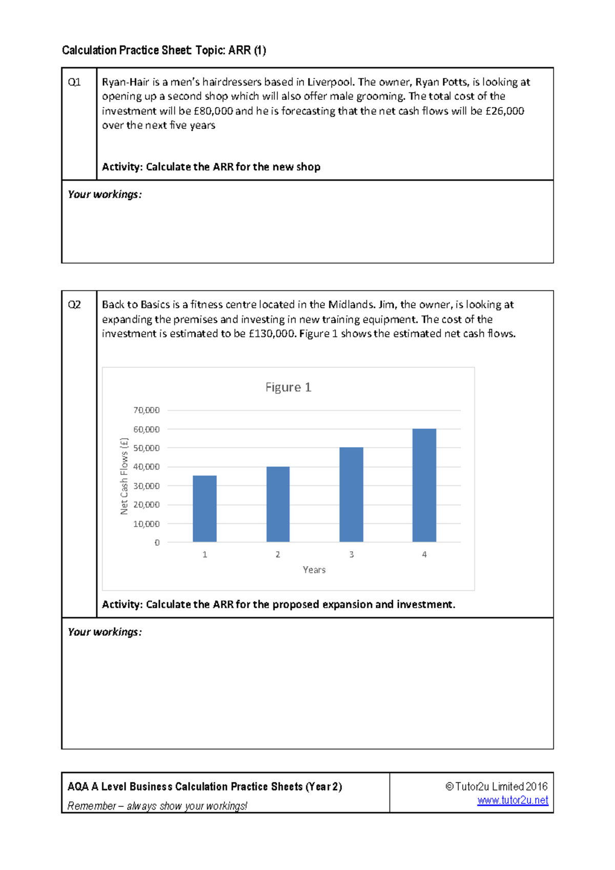 AQA BUS2 Calculation Practice: ARR Exercises and Solutions - Studocu
