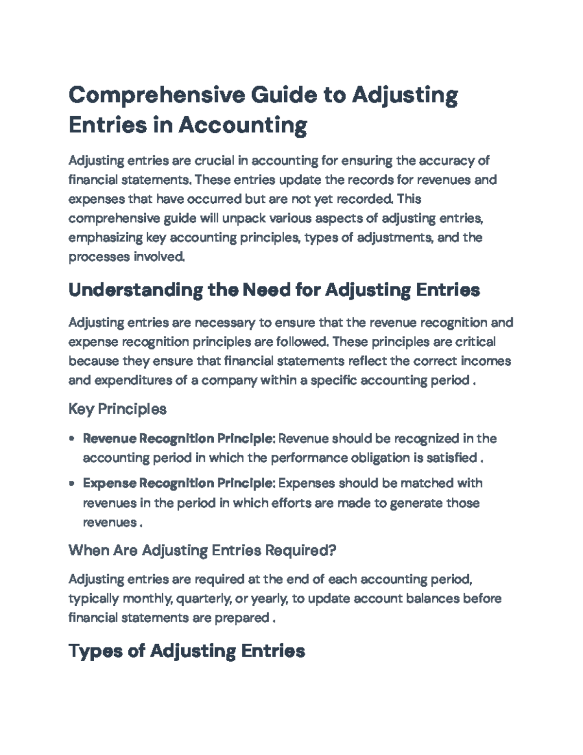Comprehensive Guide to Adjusting Entries in Accounting (ACCT 101 ...