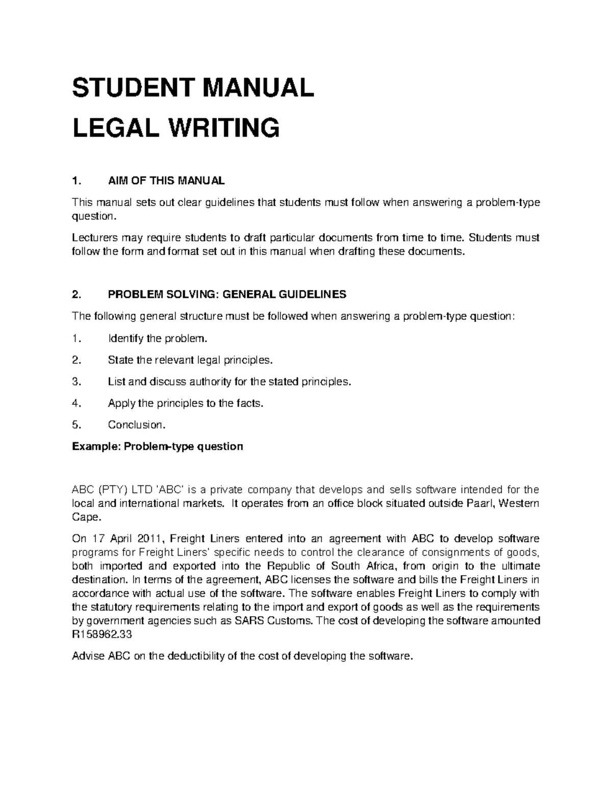 Legal Writing Manual: Guidelines for Drafting Legal Documents - Studocu