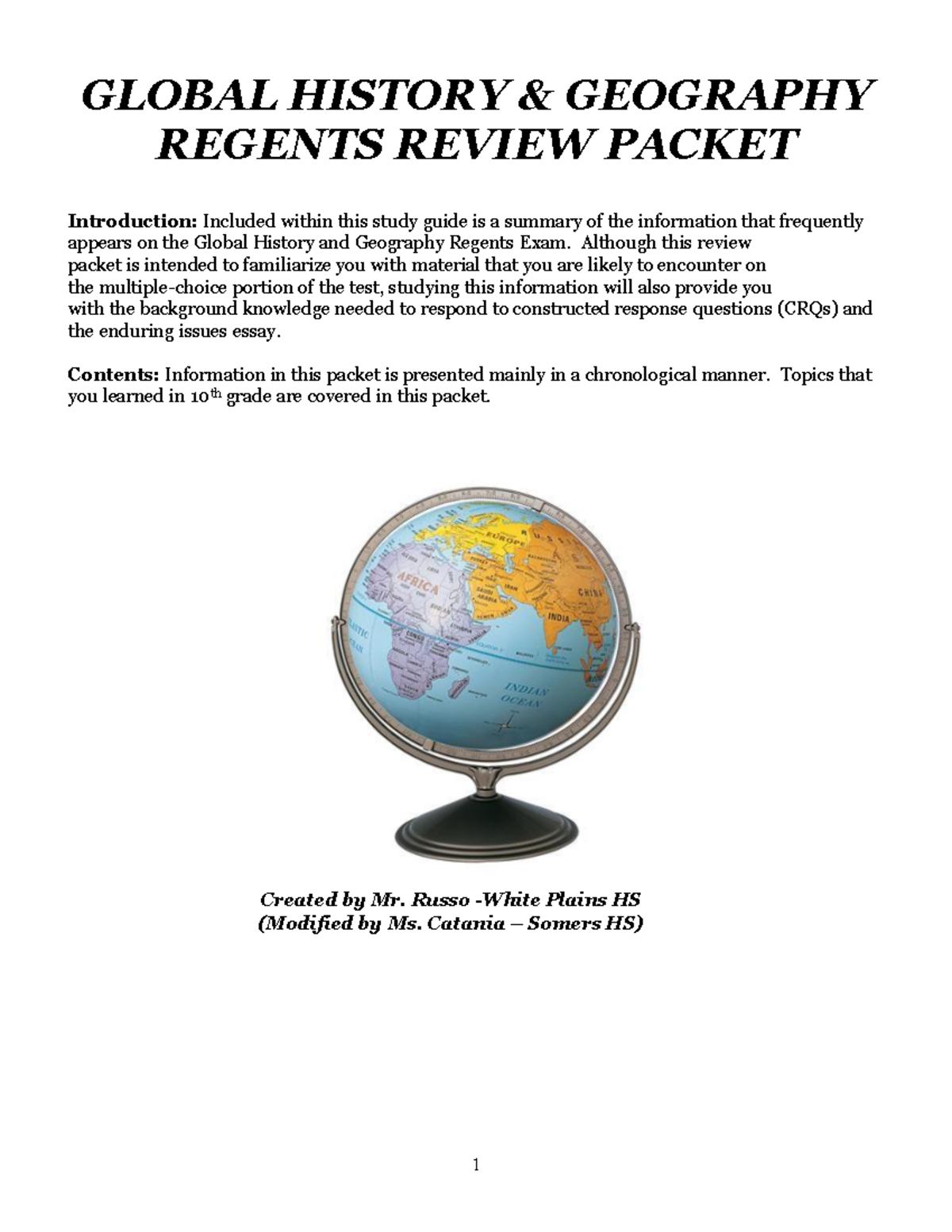 GH Global History Regents Review Notes for Exam Preparation - Studocu