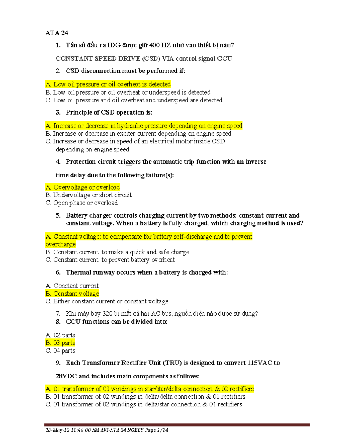 ATA 24-26 Exam Notes on Constant Speed Drives and Fire Detection ...