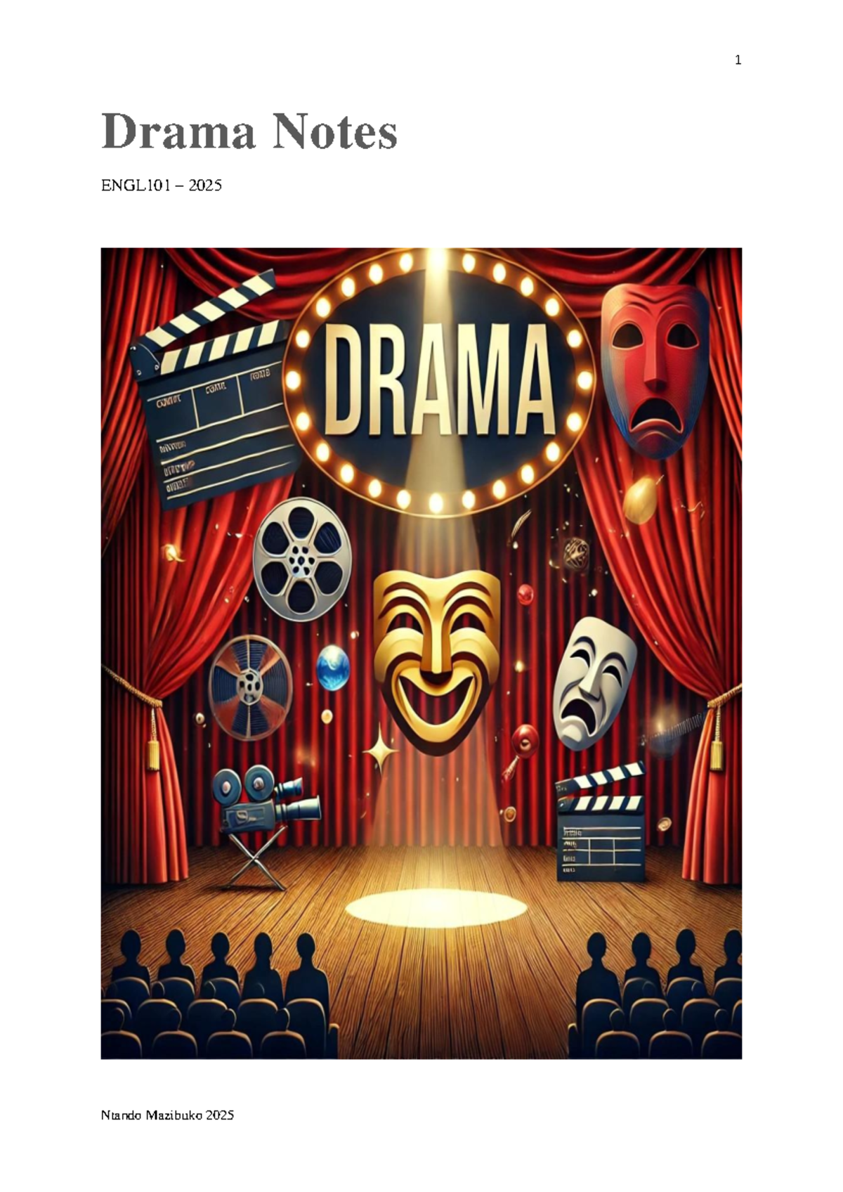 Drama Notes - Drama Notes ENGL101 – 2025 What is drama? Understanding ...