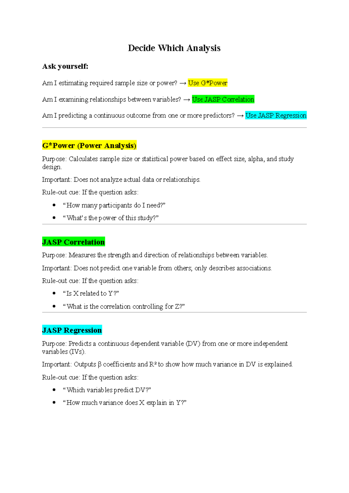 Step-by-Step Guide: Prep for In-Class Analysis (JASP) - Studocu