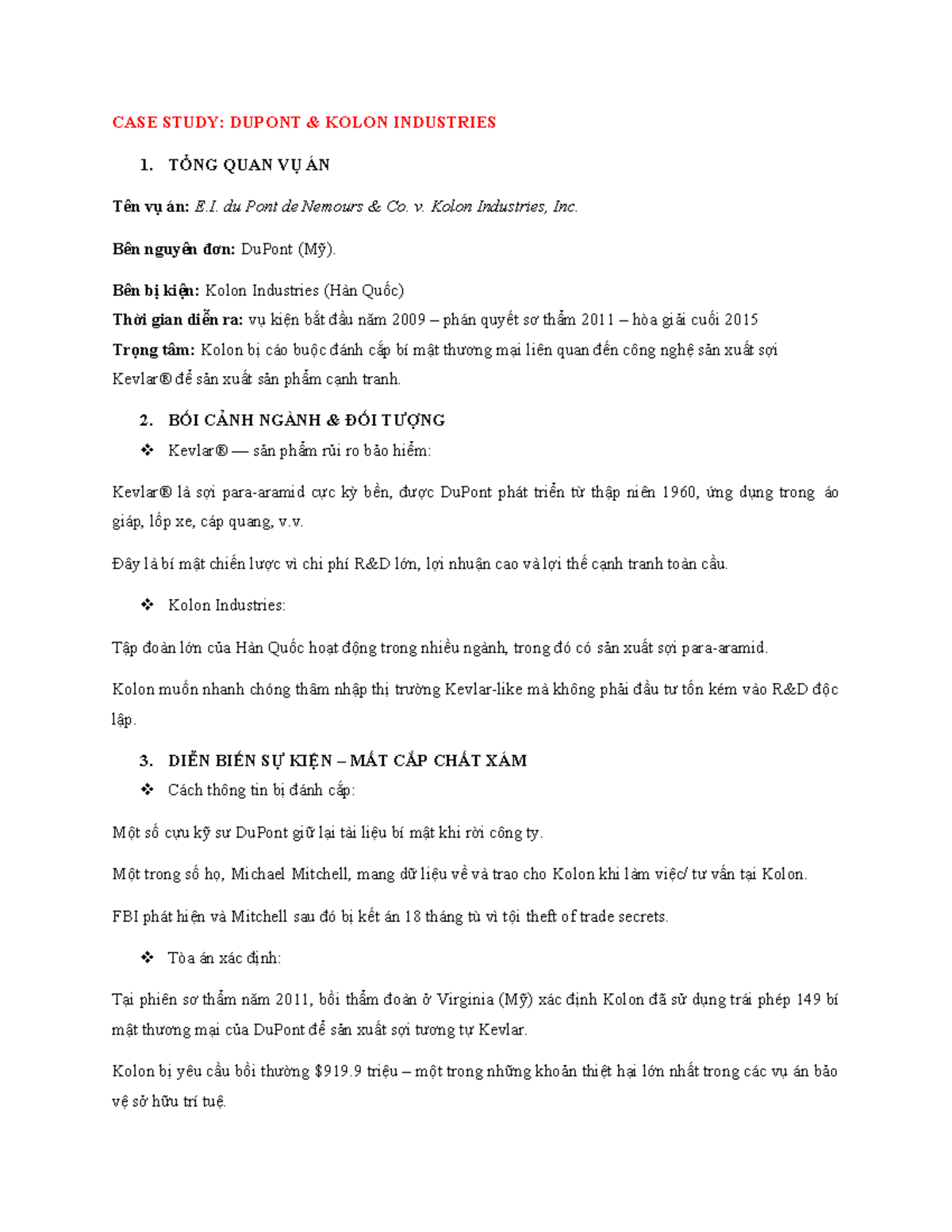 CASE STUDY: E.I. du Pont v. Kolon Industries - Trade Secrets Theft ...