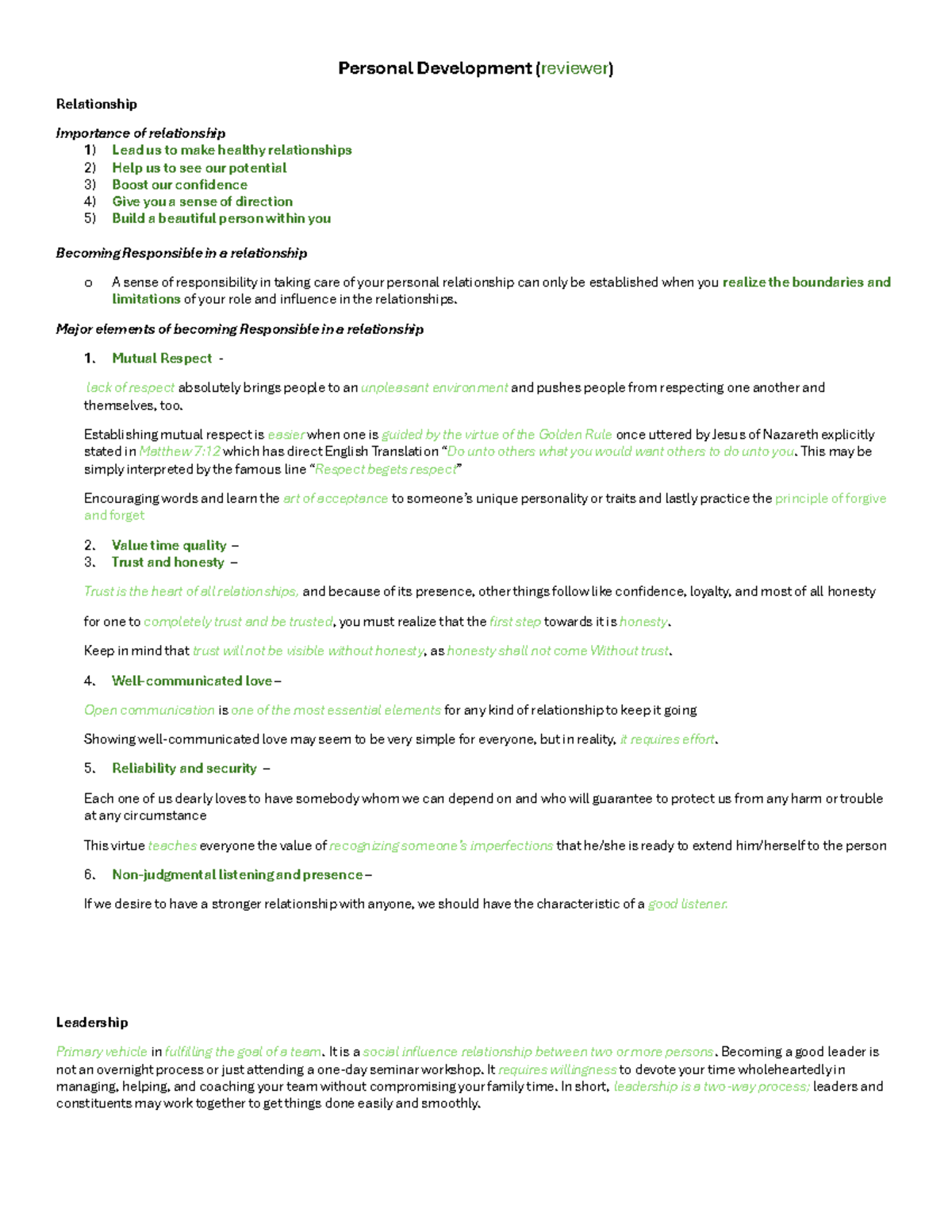 Perdev Reviewer - Personal Development (reviewer) Relationship ...
