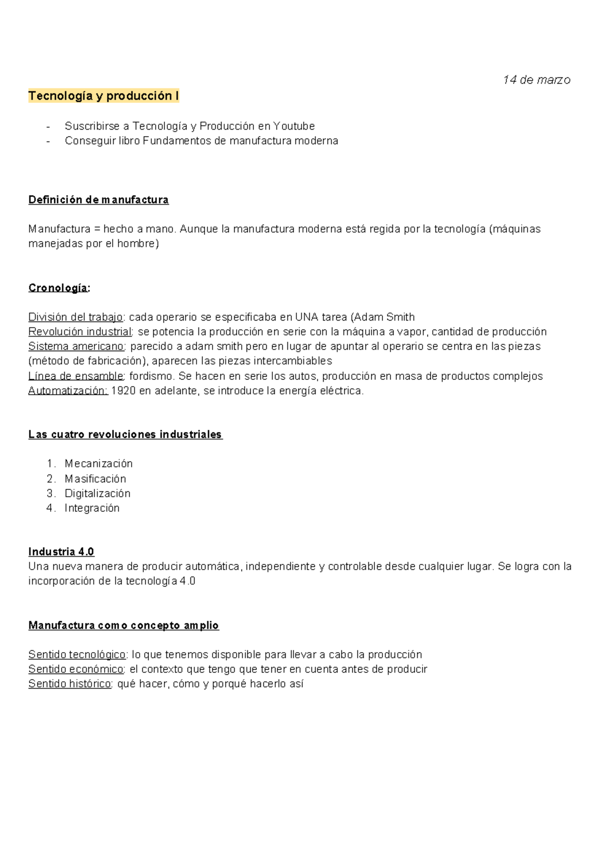 Tecnología y Producción I: Fundamentos de Manufactura Moderna - Studocu