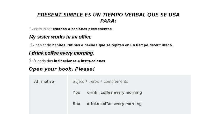 Present Simple y Otros Tiempos Verbales: Guía Completa - Studocu
