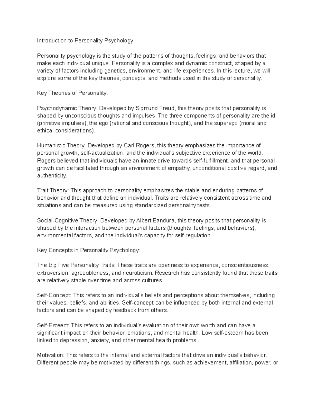 Personality Psychology - Introduction to Personality Psychology ...