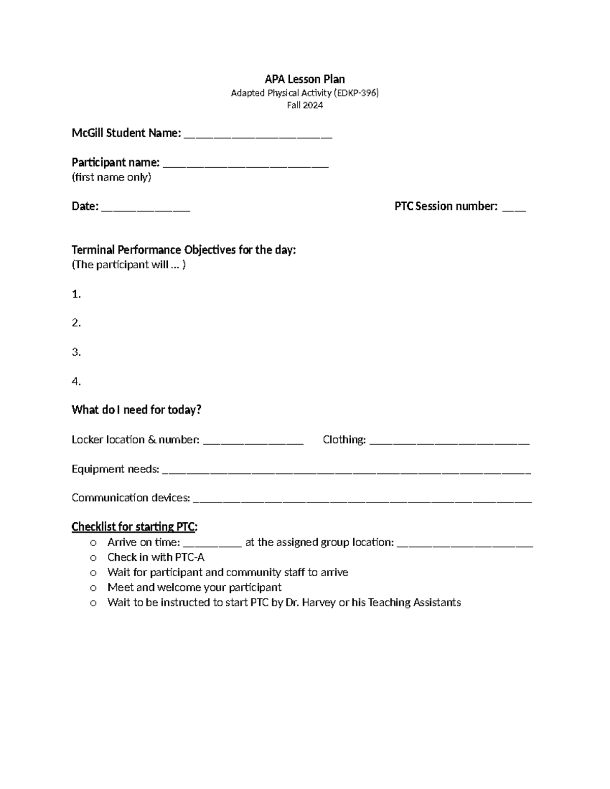 APA Lesson Plan 2024 - APA Lesson Plan Adapted Physical Activity (EDKP ...